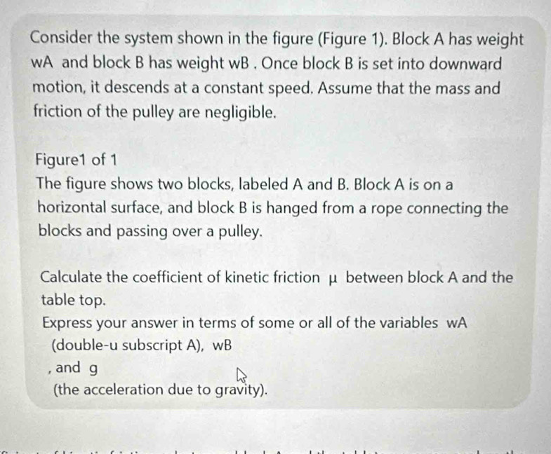 Solved: Consider the system shown in the figure (Figure 1). Block A has ...