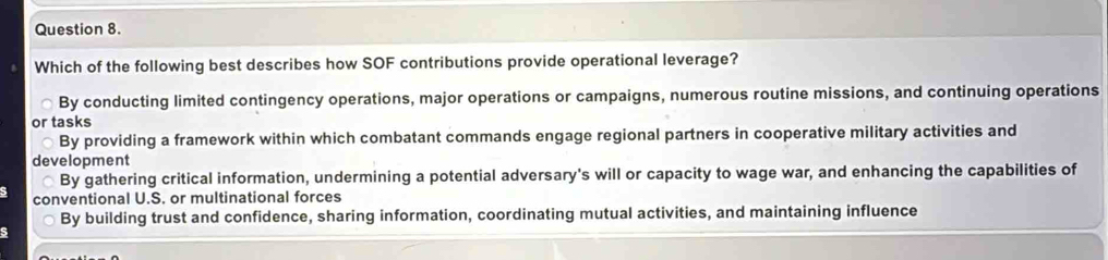 Solved: Which of the following best describes how SOF contributions ...