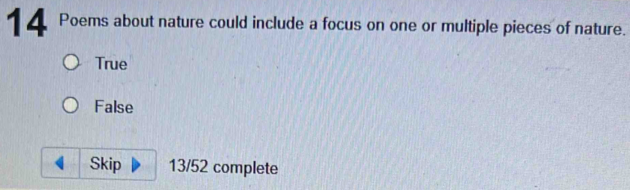 Solved: Poems about nature could include a focus on one or multiple ...