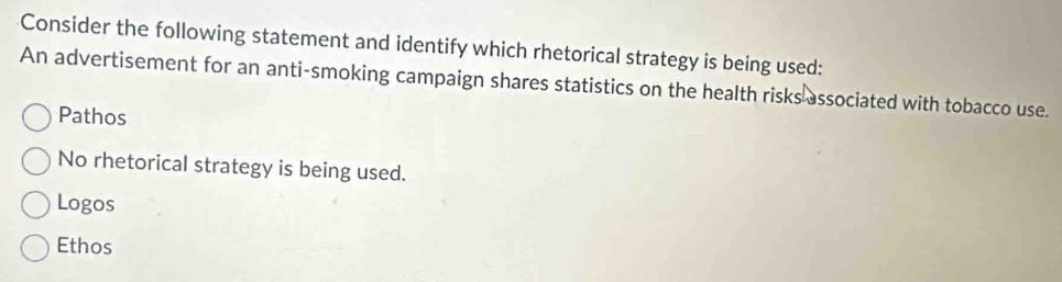 Solved: Consider the following statement and identify which rhetorical ...