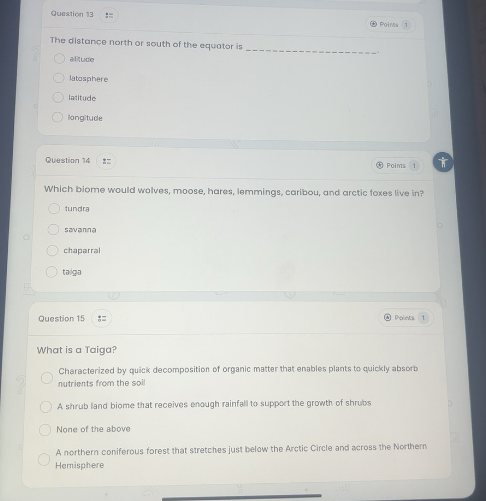 Solved: The distance north or south of the equator is _. alitude ...