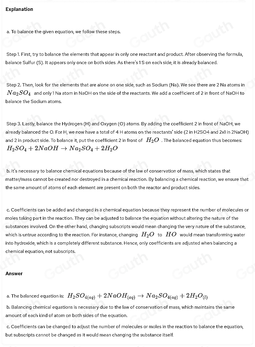 Solved: Sulfuric acid, H_2SO_4 , can be neutralized by sodium hydroxide ...