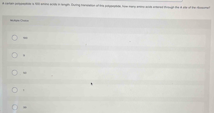 Solved: A certain polypeptide is 100 amino acids in length. During ...