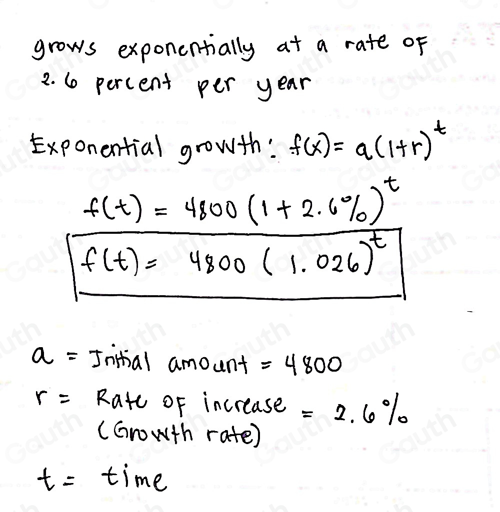 Solved: A population of rabbits grows exponentially at a rate of 2.6 ...