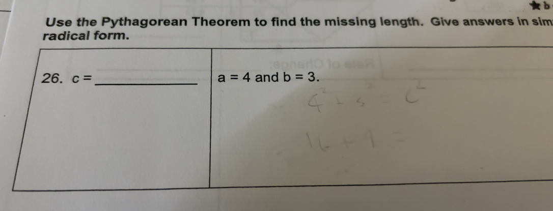 Gelöst:Use the Pythagorean Theorem to find the missing length. Give ...