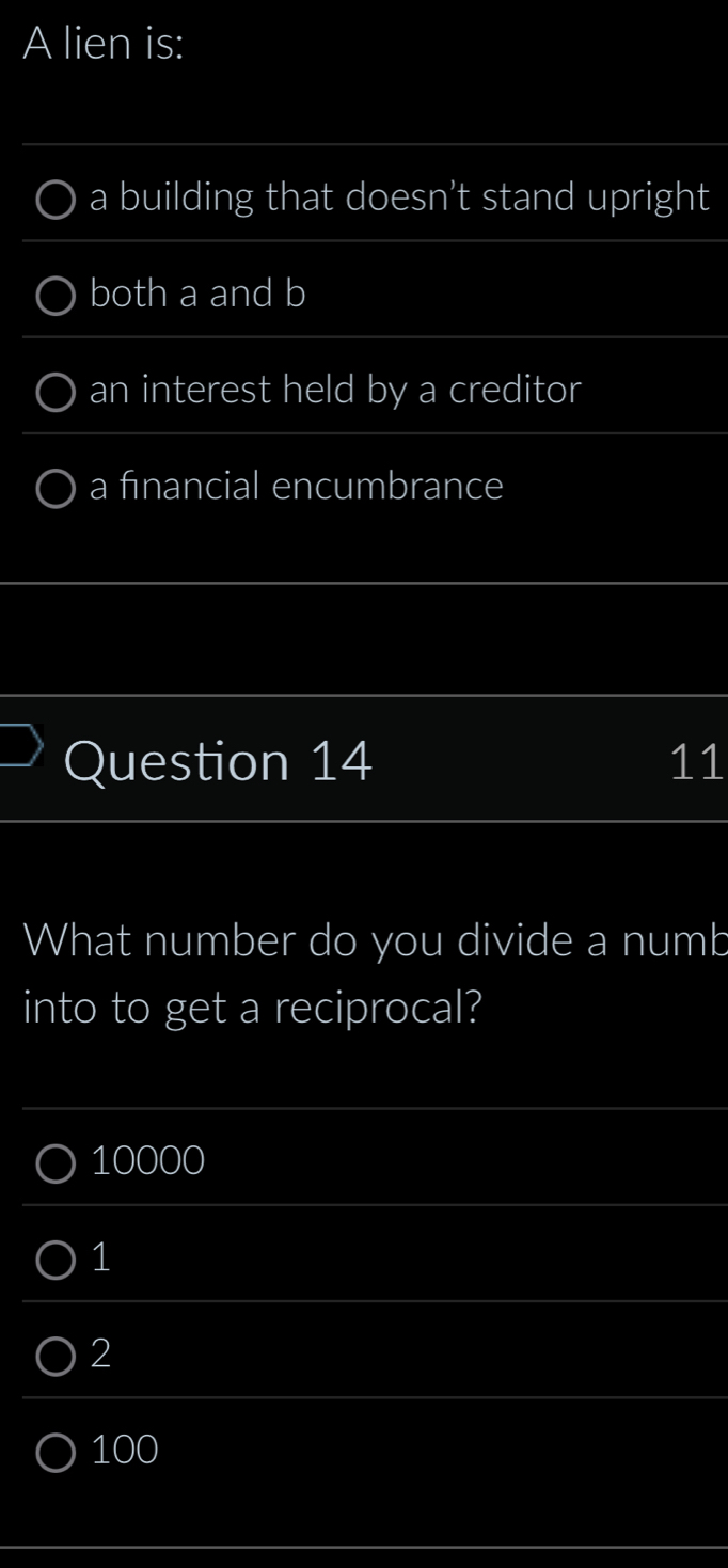 Solved: A lien is: a building that doesn’t stand upright both a and b ...