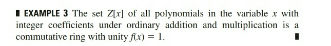 Solved: ₹ EXAMPLE 3 The set Z[x] of all polynomials in the variable x ...