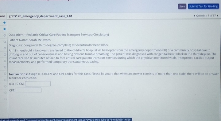 Solved: Save Submit Test for Grading ons gr7ci12h_emergency_department ...