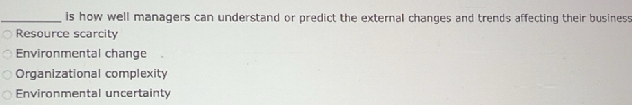 Solved: is how well managers can understand or predict the external ...