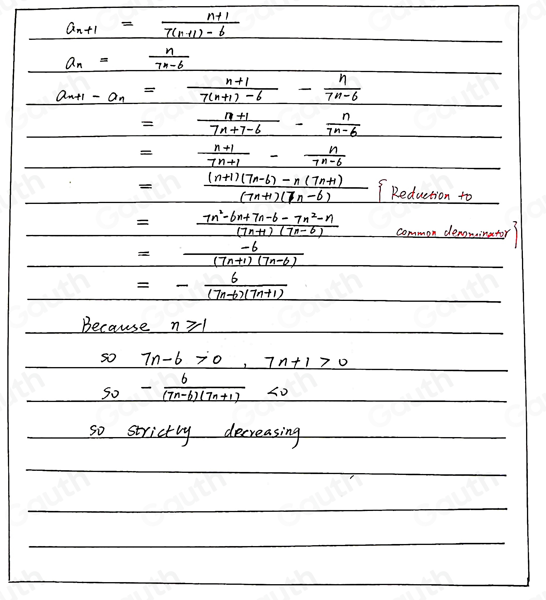 Solved: Use the difference a_n+1-a_n to show that the given sequence a_n is strictly increasing ...