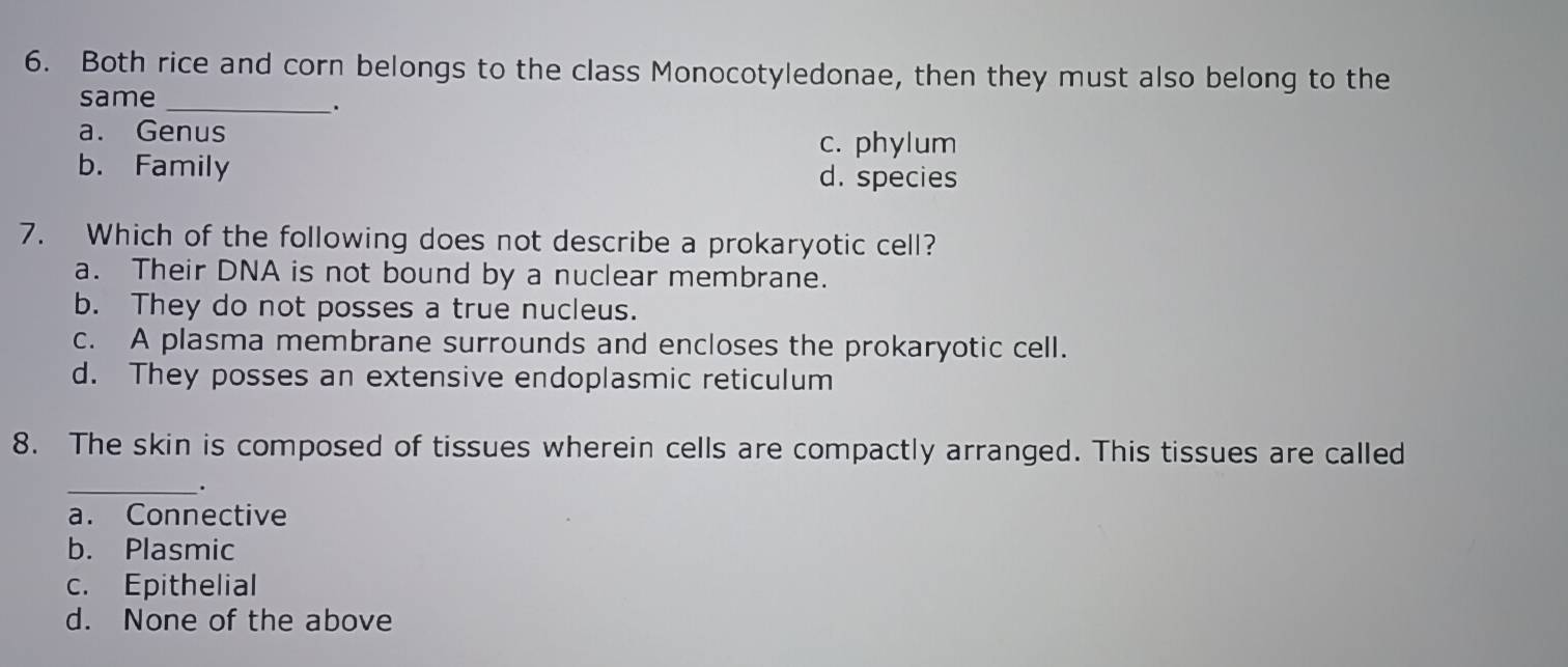 Solved: Both rice and corn belongs to the class Monocotyledonae, then ...