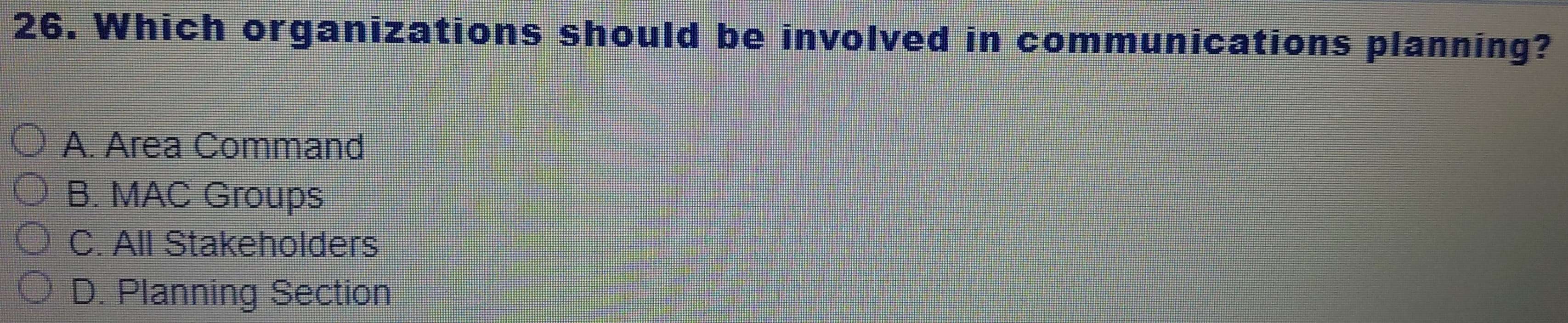 Solved: Which organizations should be involved in communications ...