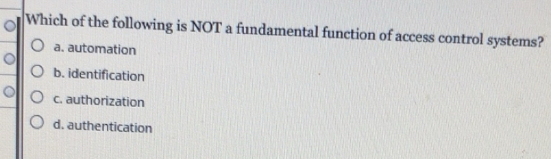 Solved: Which of the following is NOT a fundamental function of access ...