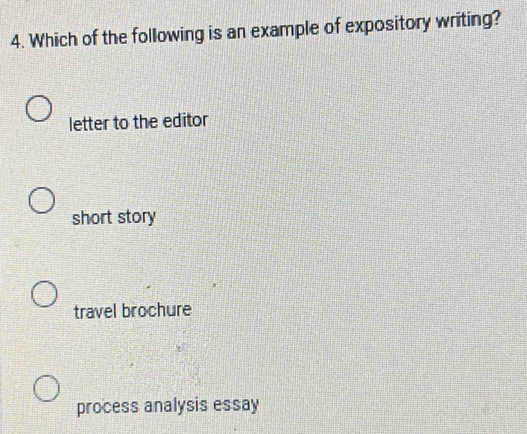 Solved: Which of the following is an example of expository writing ...