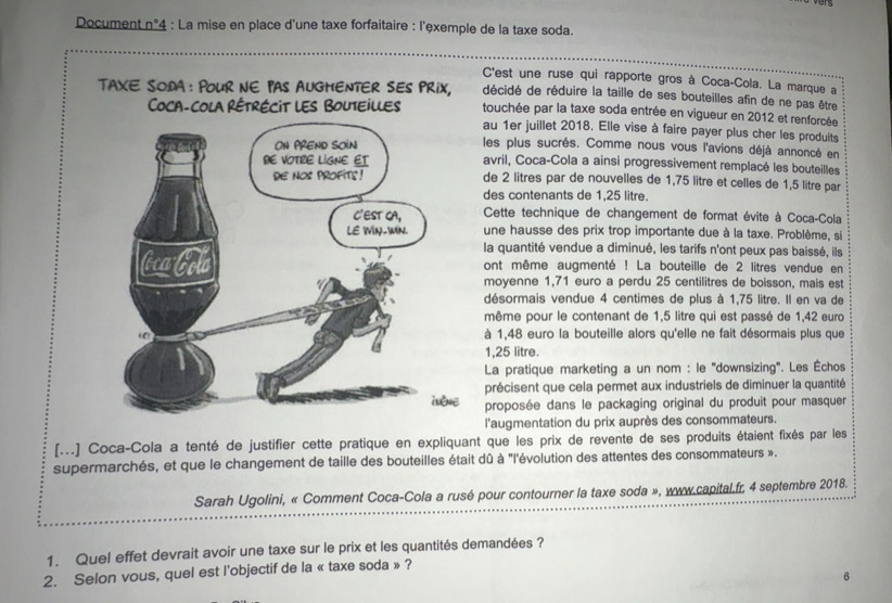 Résolu :Document n°4 : La mise en place d'une taxe forfaitaire : l ...