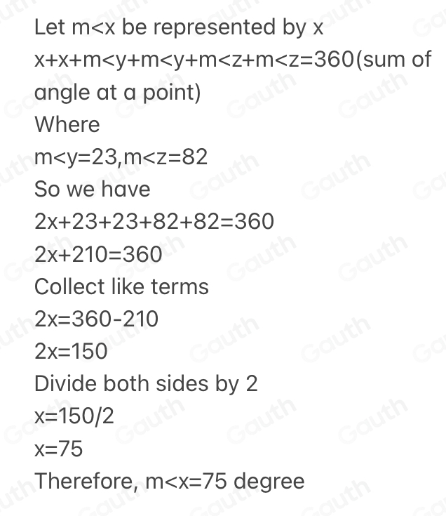 Solved: Three lines intersect at the same point to form the angles ...