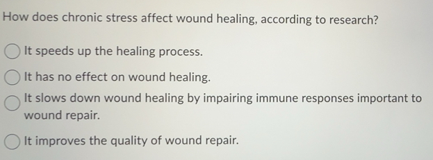 Solved: How does chronic stress affect wound healing, according to ...