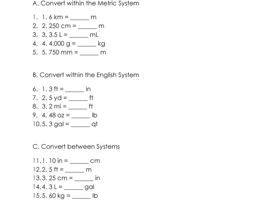 Solved: Convert within the Metric System 1. 1.6km= _ m 2. 2.250cm= _ m ...
