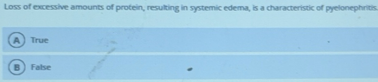 Solved: Loss of excessive amounts of protein, resulting in systemic ...