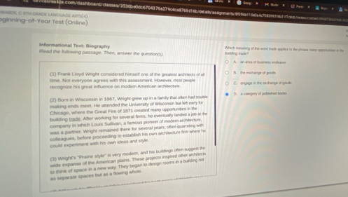 WABDS C 19TH GRADE LANCLJAGE ARTS(4) eginning-of-Year Test (Online ...