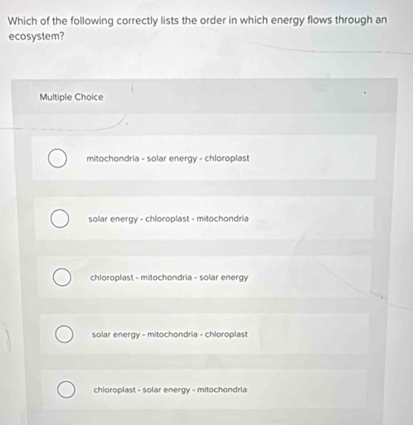 Solved: Which of the following correctly lists the order in which ...