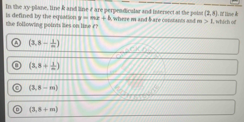 Giải quyết:In the xy -plane, line k and line & are perpendicular and ...