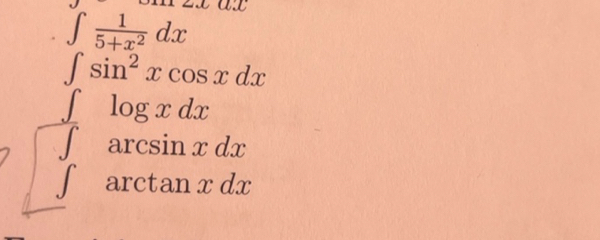 Risolto:∈t 1/5+x^2 dx ∈t sin^2xcos xdx ∈tlimits _(∈tlimits _0)^(π)log ...