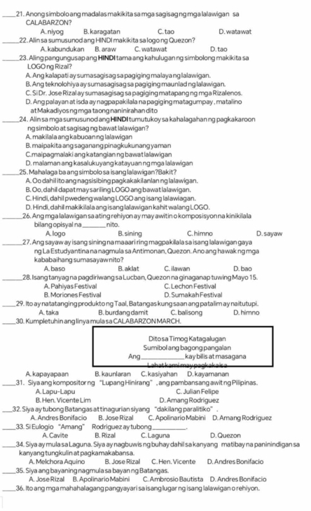 Solved: Anong simbolo ang madalas makikita sa mga sagisag ng mga ...
