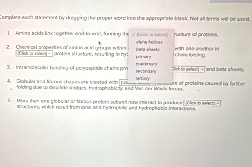 Solved: Complete each statement by dragging the proper word into the appropriate blank. Not all ...
