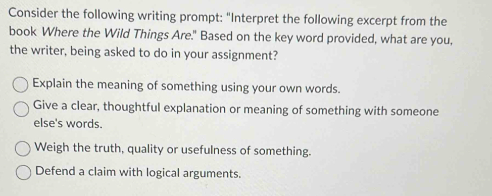 Solved: Consider the following writing prompt: “Interpret the following ...