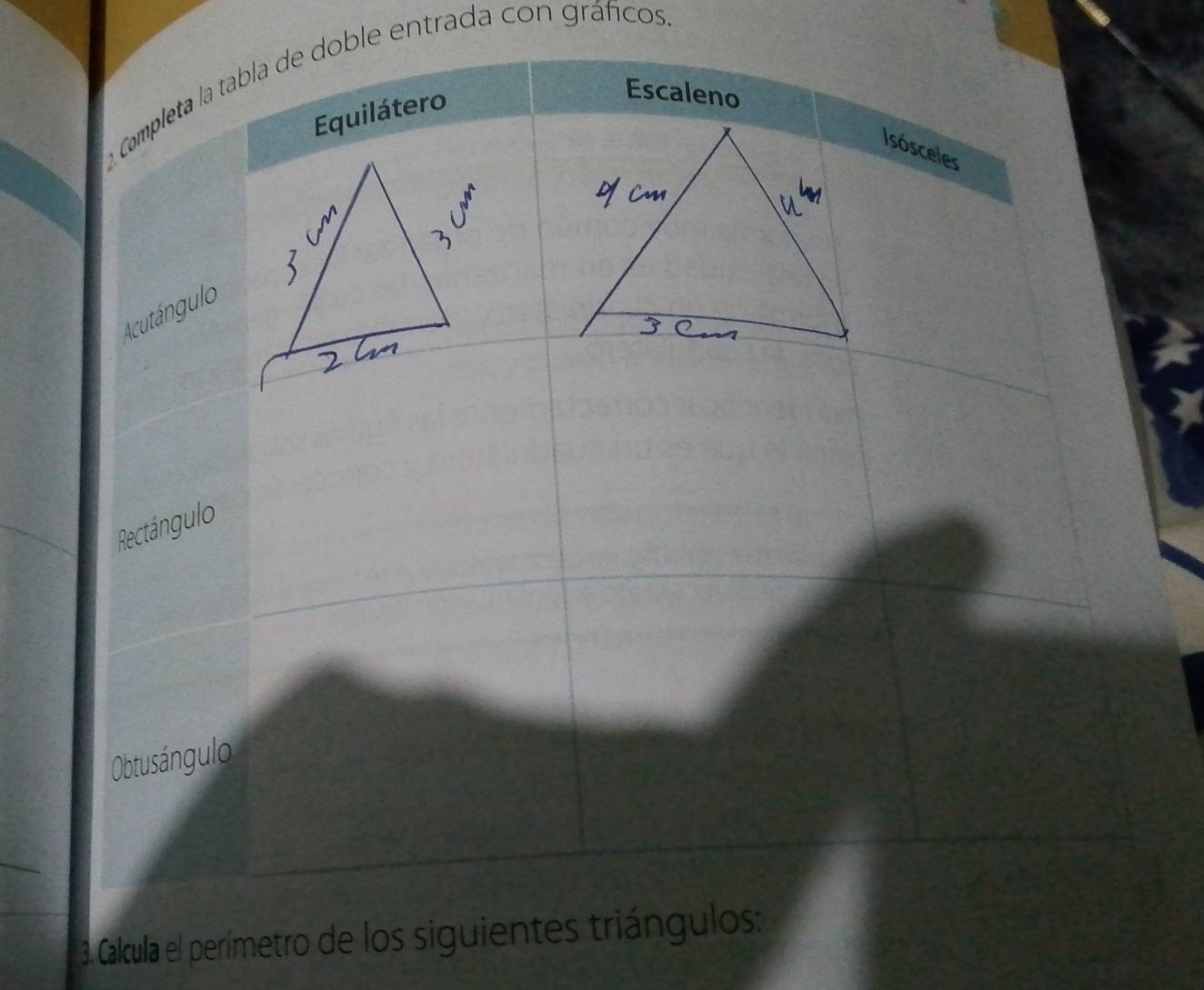 Resuelto:Completa la tabla de doble entrada con gráficos Equilátero ...