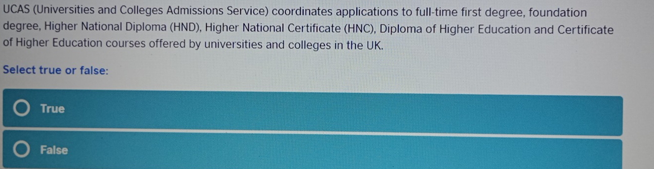 Solved: UCAS (Universities and Colleges Admissions Service) coordinates ...