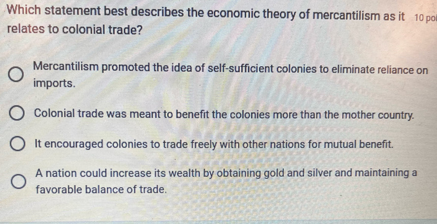 Solved: Which statement best describes the economic theory of ...