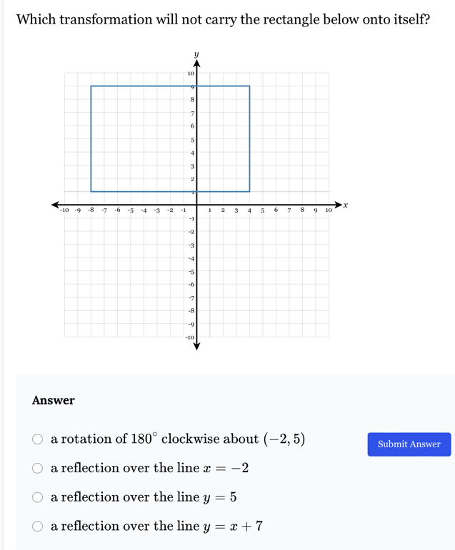 Solved: Which transformation will not carry the rectangle below onto ...