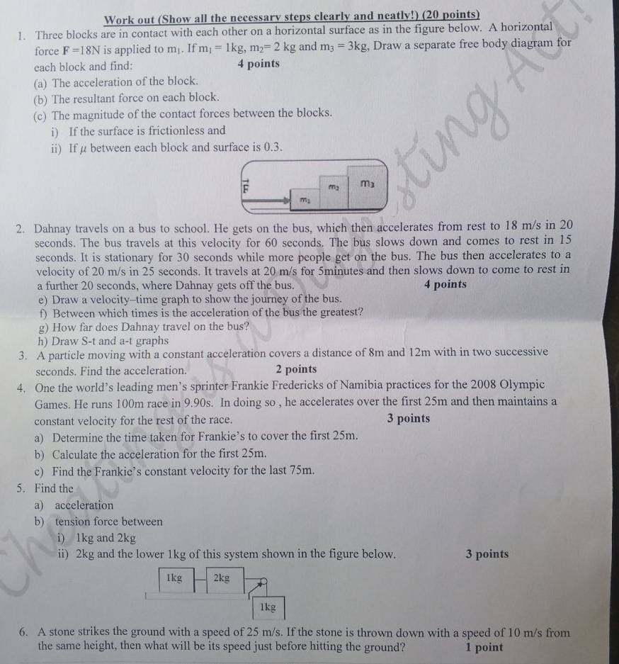 Résolu :Work out (Show all the necessary steps clearly and neatly!) (20 ...