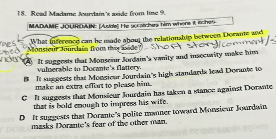 Solved: Read Madame Jourdain’s aside from line 9. MADAME JOURDAIN ...