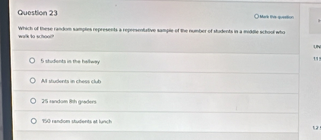 Solved: Mark this question Which of these random samples represents a ...