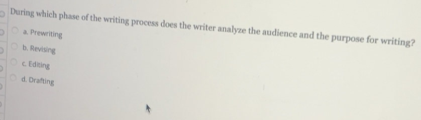 Solved: During which phase of the writing process does the writer ...