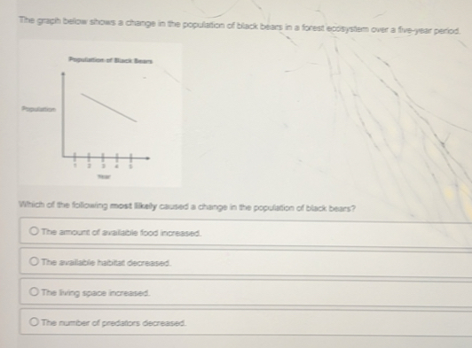 Solved: The graph below shows a change in the population of black bears ...