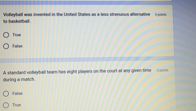 Solved: Volleyball was invented in the United States as a less ...