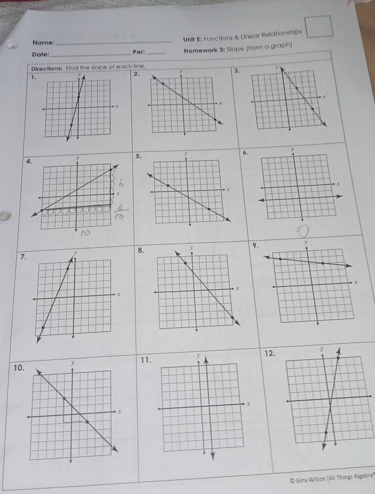 Solved: Name: _ UnIt 5: Functions & Linear Relationships Date: _Per ...