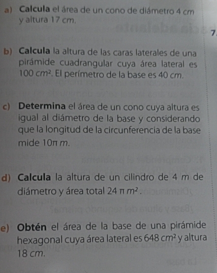 Resuelto:Calcula el área de un cono de diámetro 4 cm y altura 17 cm. 7 ...