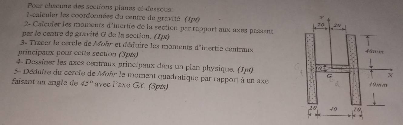 Solved: Pour chacune des sections planes ci-dessous: 1-calculer les ...