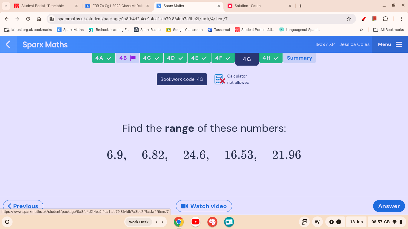 Solved: Student Portal - Timetable × EBB-7a-Gg1-2023-Class Mr Da Sparx ...