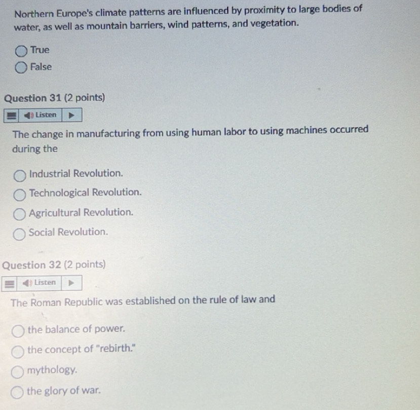 Solved: Northern Europe's climate patterns are influenced by proximity ...