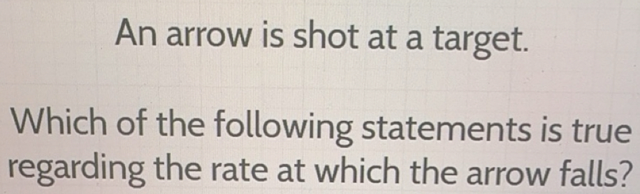 Solved: An arrow is shot at a target. Which of the following statements ...