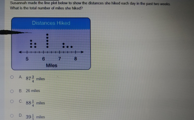 Solved: Susannah made the line plot below to show the distances she ...