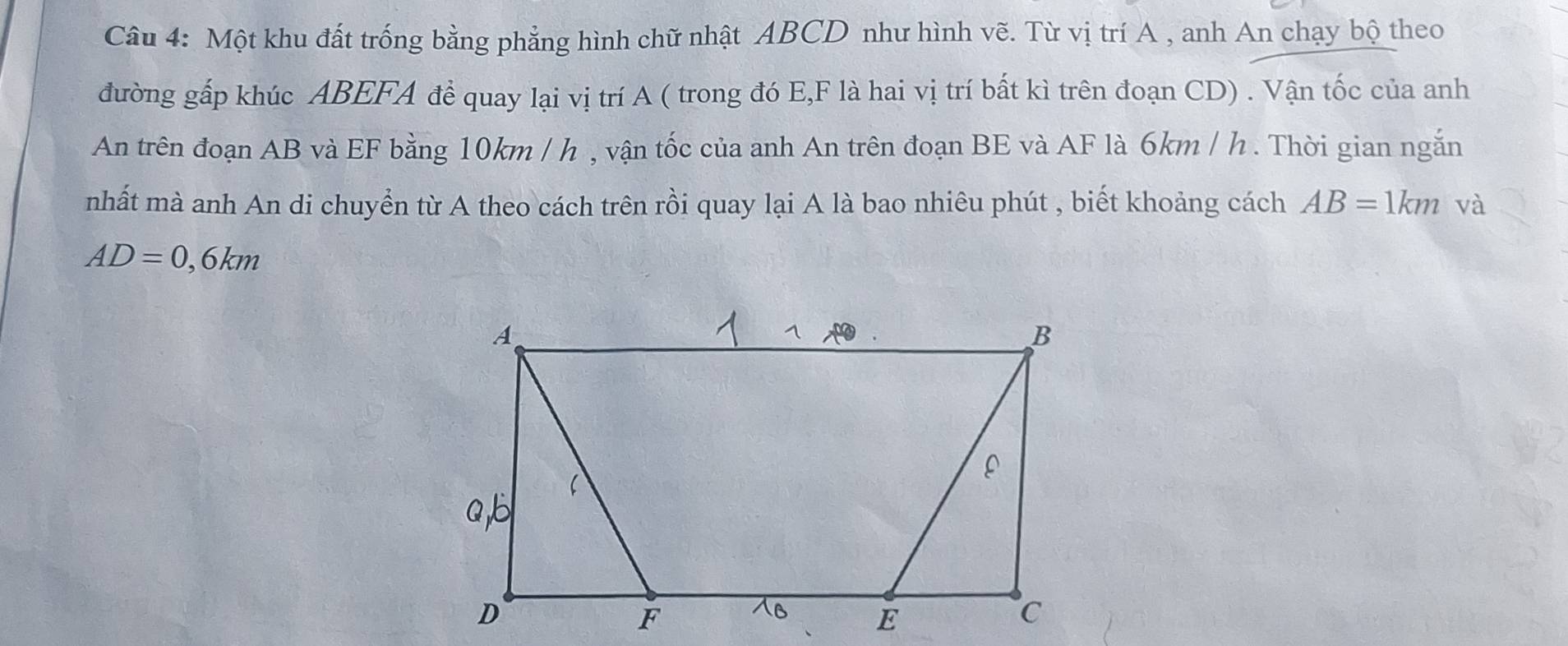 Giải quyết:Một khu đất trống bằng phẳng hình chữ nhật ABCD như hình vẽ ...