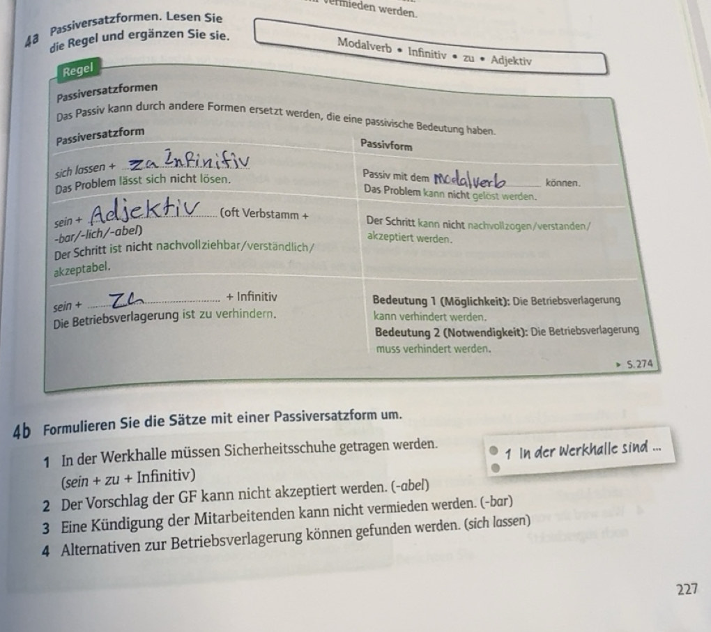 Gelöst:vermieden werden 4a Passiversatzformen. Lesen Sie die Regel und ...