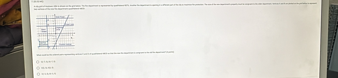 Solved: (02.02 MC) A city grid of Anytown, USA is shown on the grid ...